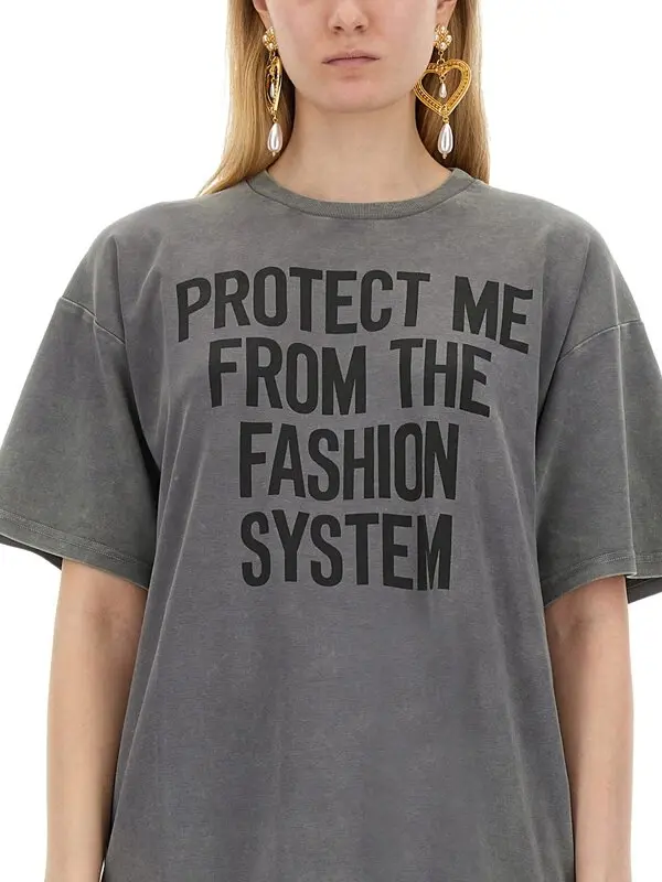 Moschino Slogan Printed Crewneck T-shirt