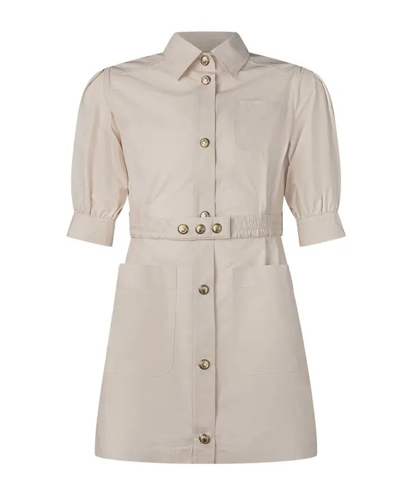 Moncler Logo Patch Shirt Dress - Nude