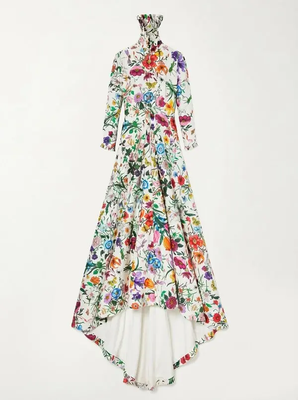Gucci Printed Quilted Twill Long Dress