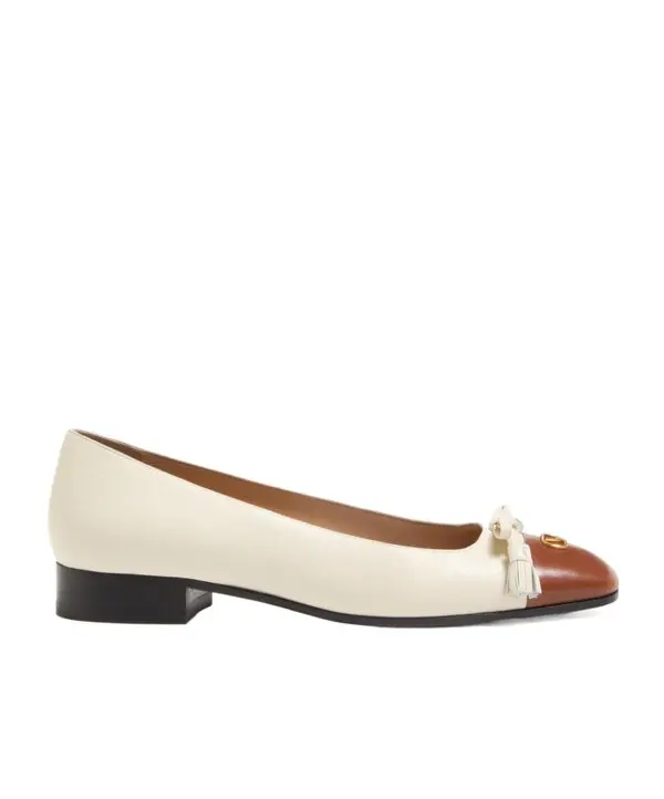 Valentino Garavani Vlogo Signature Tassel Embellished Slip-on Ballet Flats - Butter/tobacco
