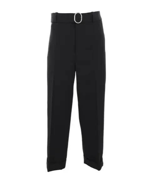 JIL SANDER Straight-leg Pleat-detailed Belted Trousers - Black