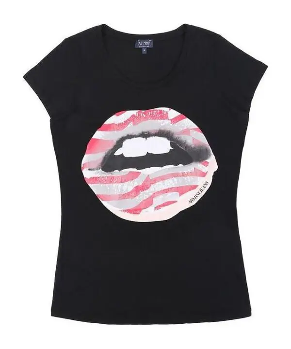 Emporio Armani Round Neck Printed T-shirt - Black