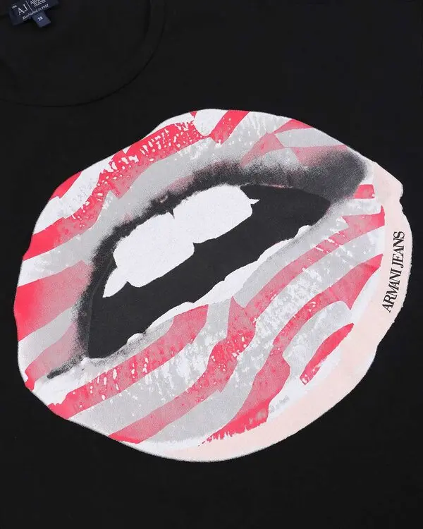 Emporio Armani Round Neck Printed T-shirt - Black