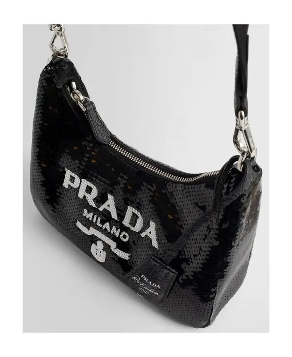 Prada Re-edition 2005 Logo Sequin Shoulder Bag