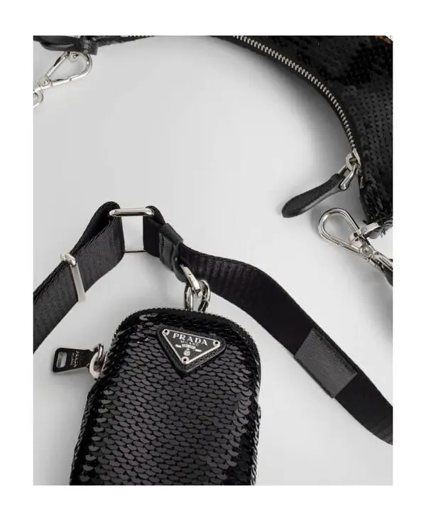 Prada Re-edition 2005 Logo Sequin Shoulder Bag