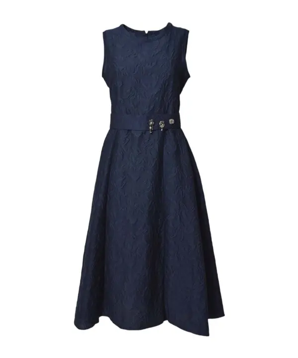 Max Mara Sleeveless Midi Dress With Floral Embroidery