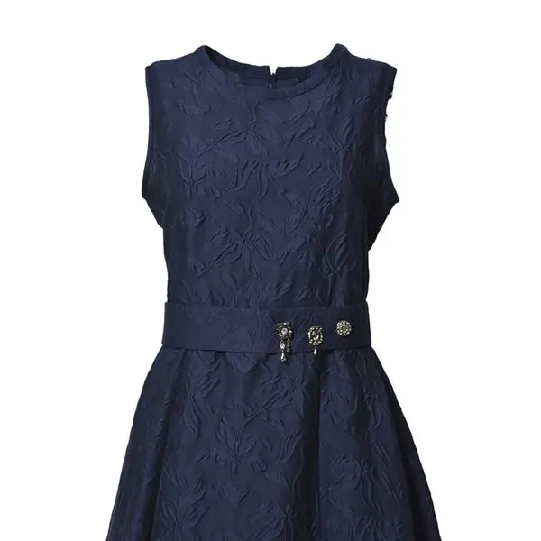 Max Mara Sleeveless Midi Dress With Floral Embroidery