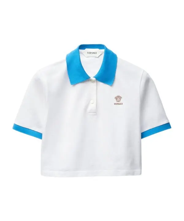 Versace Logo Piqué Cropped Polo Shirt