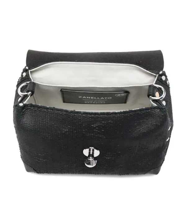 ZANELLATO Sequined Turnlock Shoulder Bag - Black