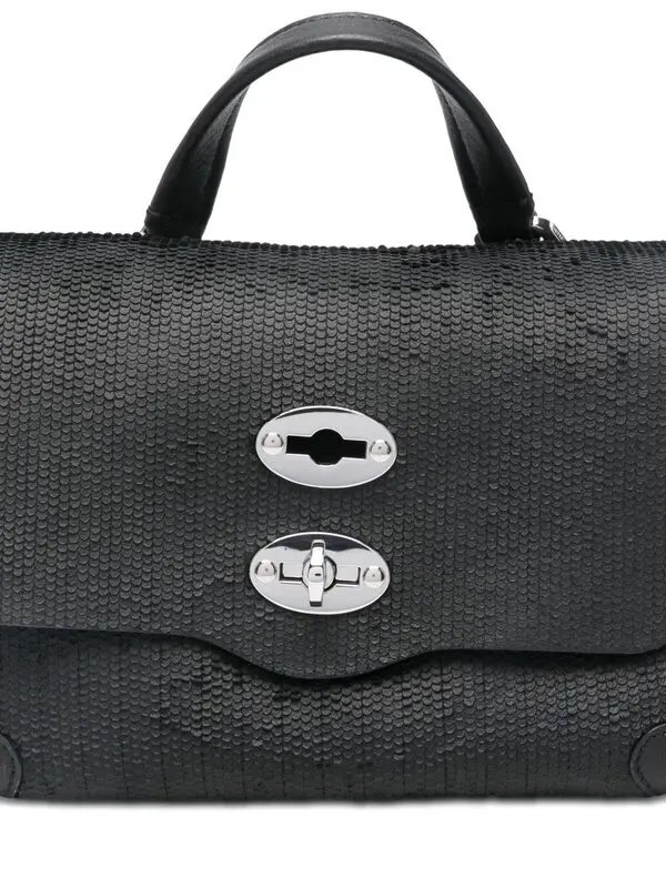 ZANELLATO Sequined Turnlock Shoulder Bag - Black