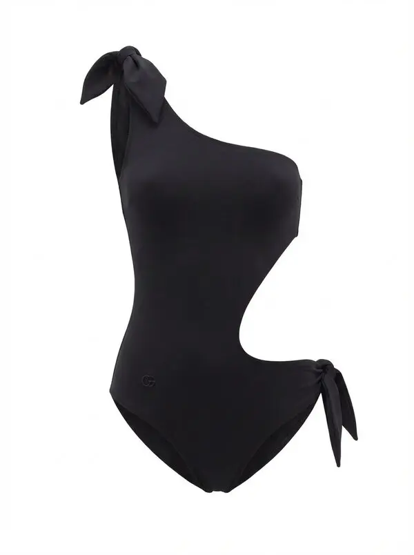 Gucci One-shoulder Swimsuit With Knot Detail - Black