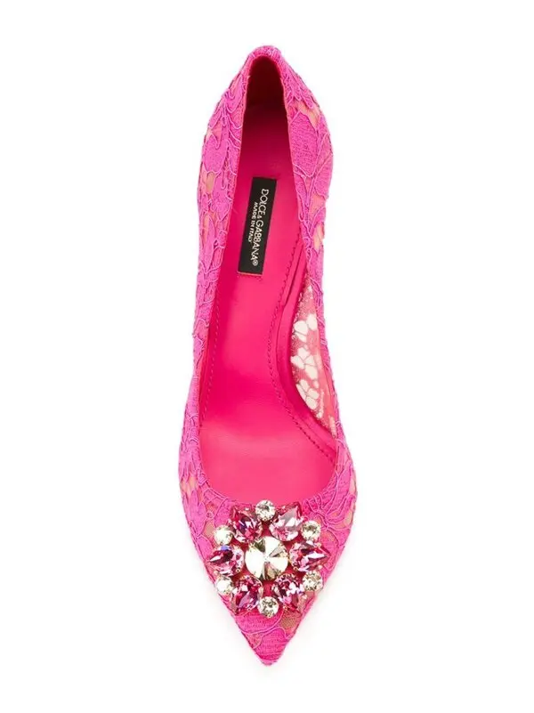 Dolce & Gabbana Embellished Lace Stilettos - Pink