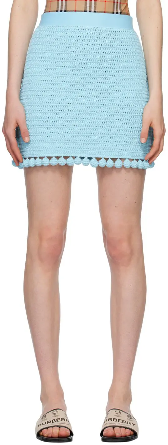 Burberry Crochet-knit Straight Skirt With Pompoms
