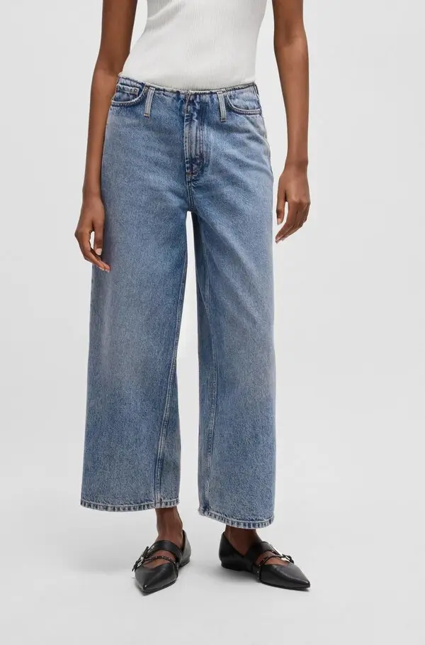 Hugo Boss Wide-leg Jeans With Button Closure