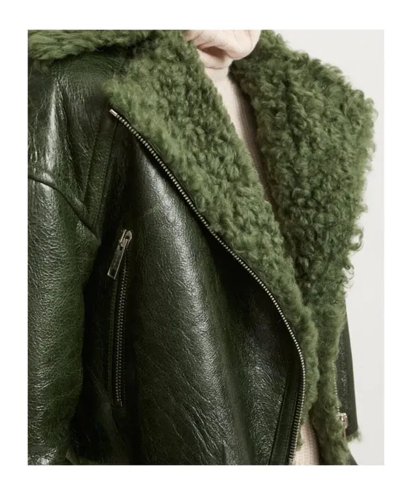 YVES SALOMON Patent Merino Cropped Biker Jacket