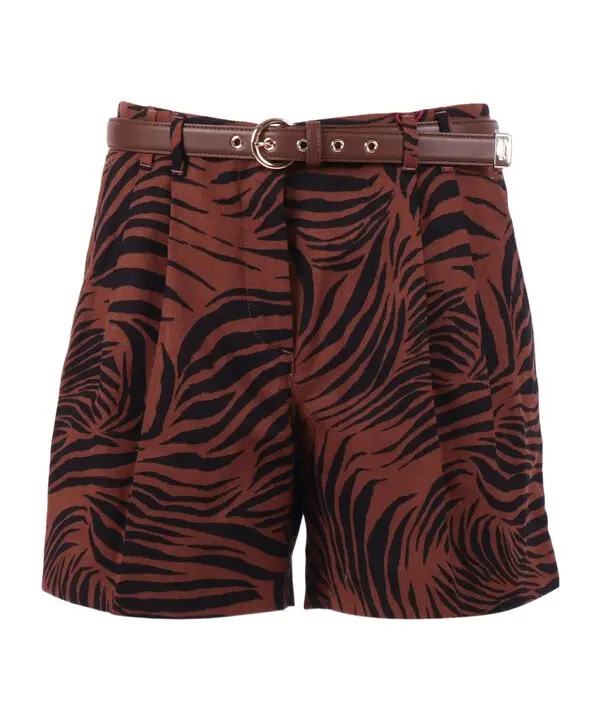 Max Mara Belted Zebra-print Cotton Shorts - Red