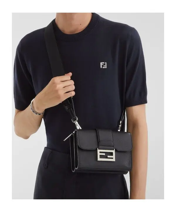 Fendi Double Baguette Zipped Messenger Bag - Black