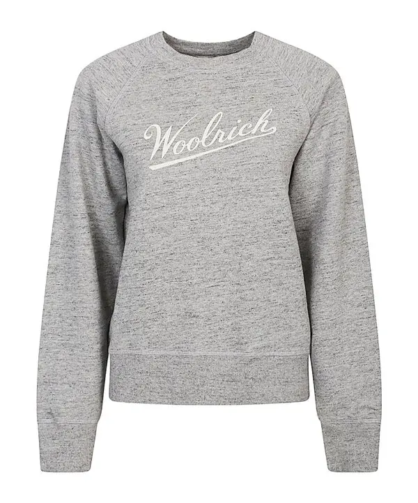 Woolrich Cotton Crewneck Sweater With Printed Logo - Gray