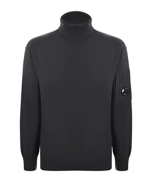 C.P. COMPANY Ribbed Turtleneck Knitwear With Signature Lens Pocket