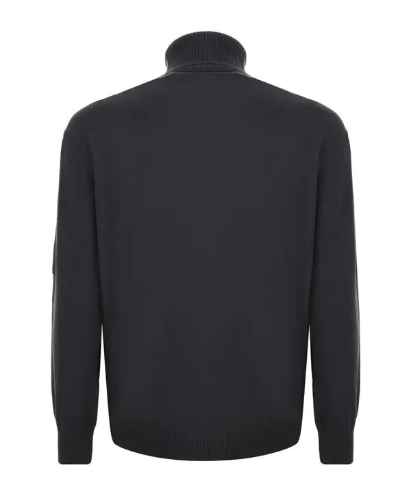 C.P. COMPANY Ribbed Turtleneck Knitwear With Signature Lens Pocket