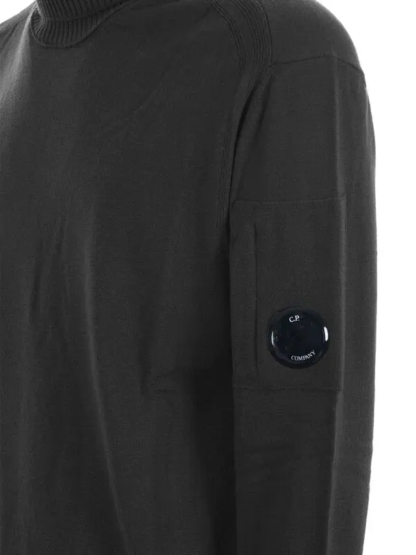 C.P. COMPANY Ribbed Turtleneck Knitwear With Signature Lens Pocket