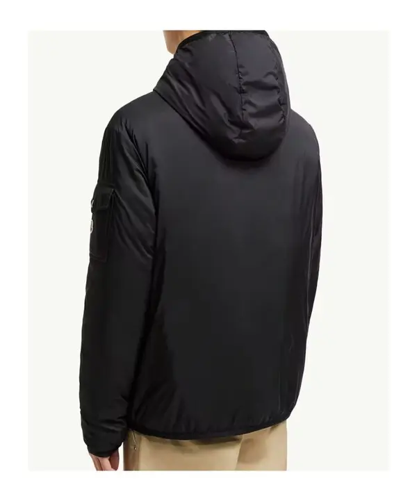Moncler Zip-up Hooded Jacket With Elasticated Cuffs And Hem - Black