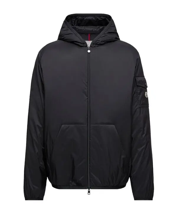 Moncler Zip-up Hooded Jacket With Elasticated Cuffs And Hem - Black