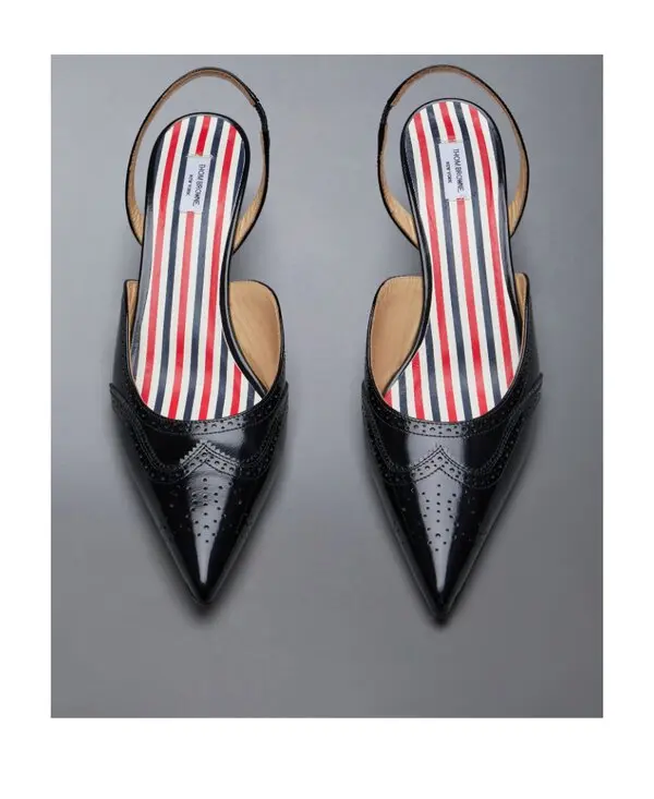 Thom Browne Pointed-toe Slingback Pumps - Black