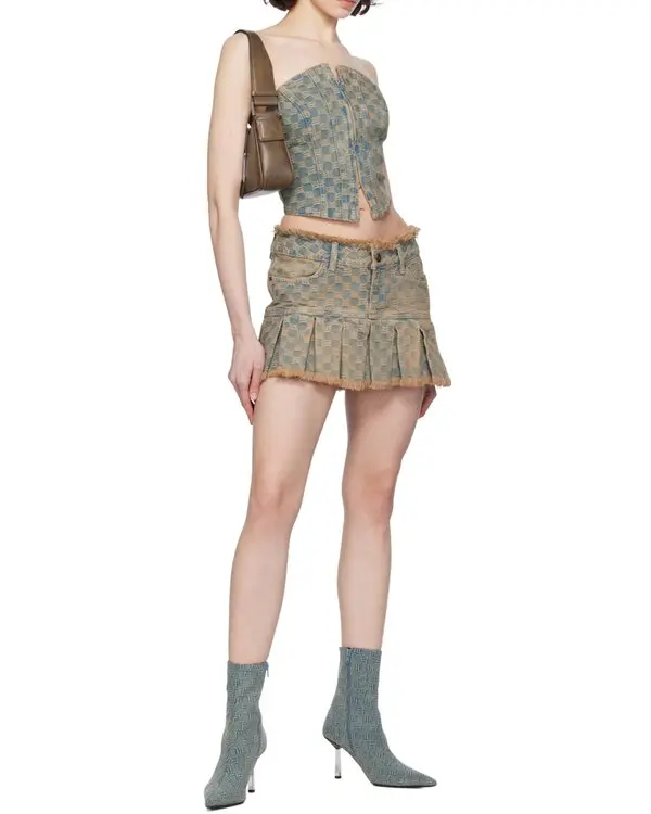 MISBHV Monogram-jacquard Denim Mini Skirt - Blue