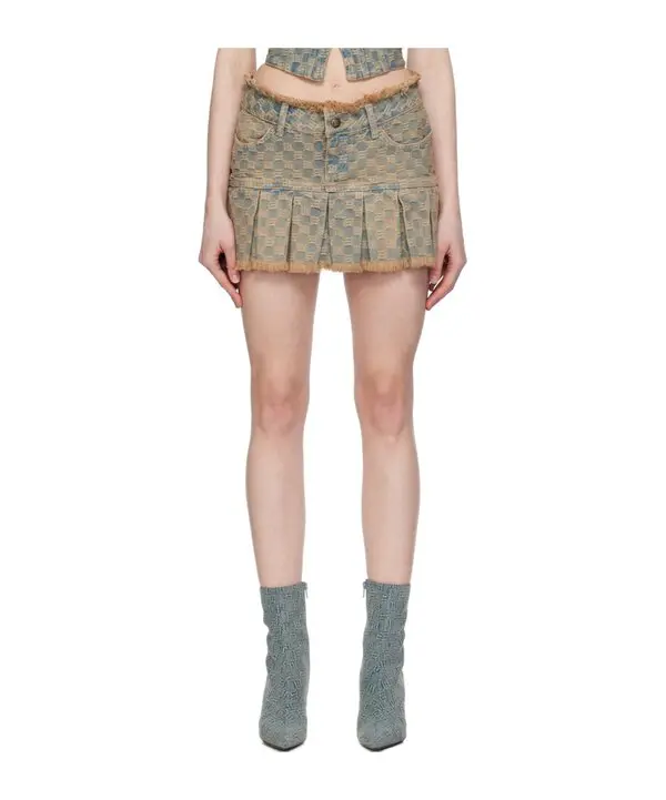 MISBHV Monogram-jacquard Denim Mini Skirt - Blue