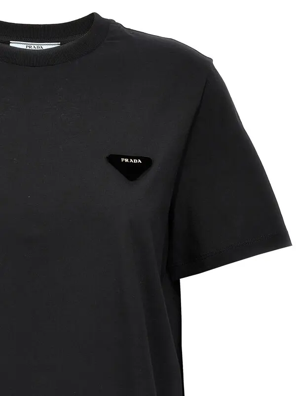 Prada Logo Detailed Crewneck T-shirt - Black