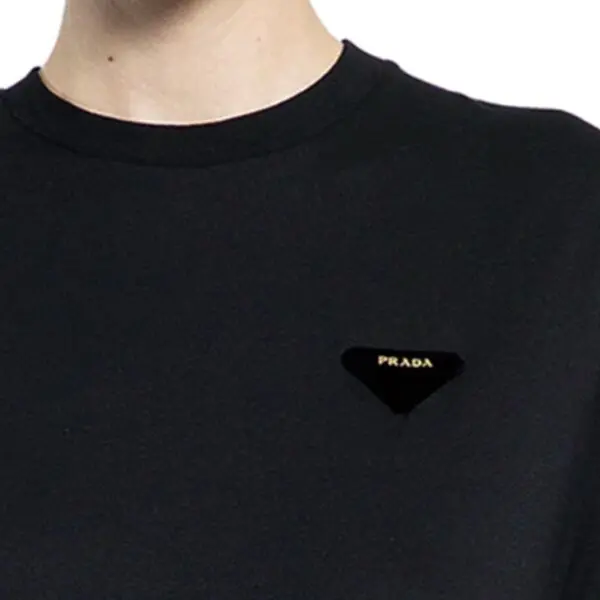 Prada Logo Detailed Crewneck T-shirt - Black