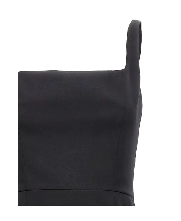 Alexander McQueen Square Neck Zip Detail Midi Dress