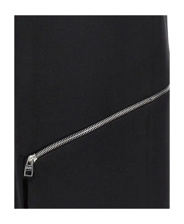Alexander McQueen Square Neck Zip Detail Midi Dress