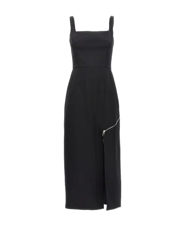 Alexander McQueen Square Neck Zip Detail Midi Dress