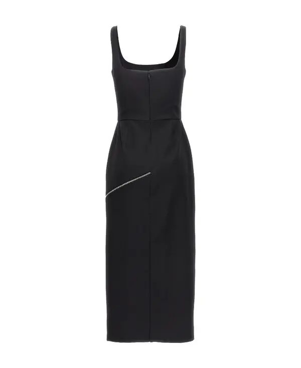 Alexander McQueen Square Neck Zip Detail Midi Dress