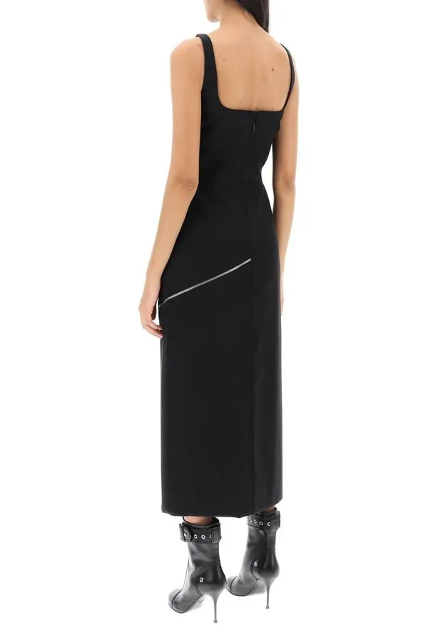 Alexander McQueen Square Neck Zip Detail Midi Dress