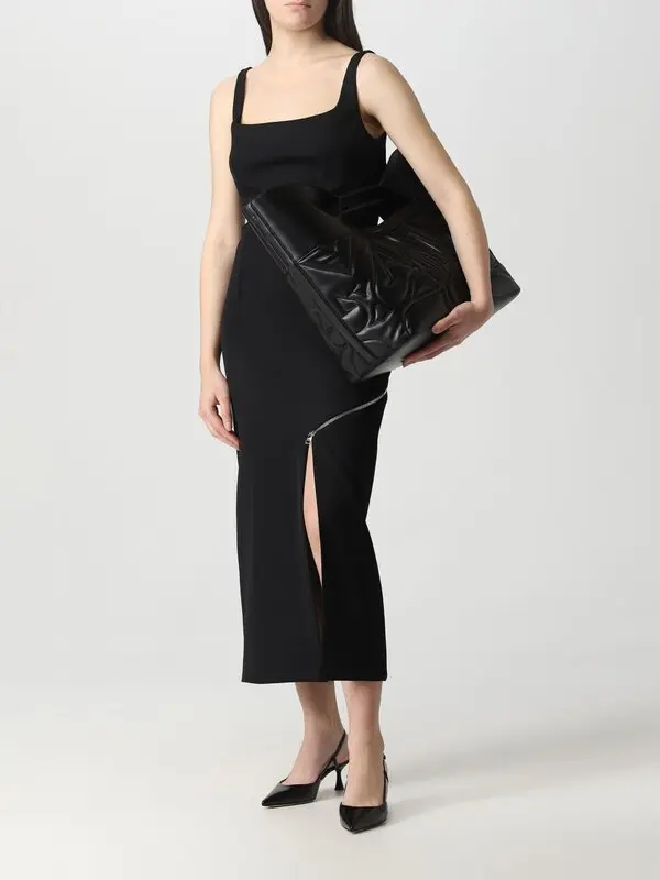 Alexander McQueen Square Neck Zip Detail Midi Dress