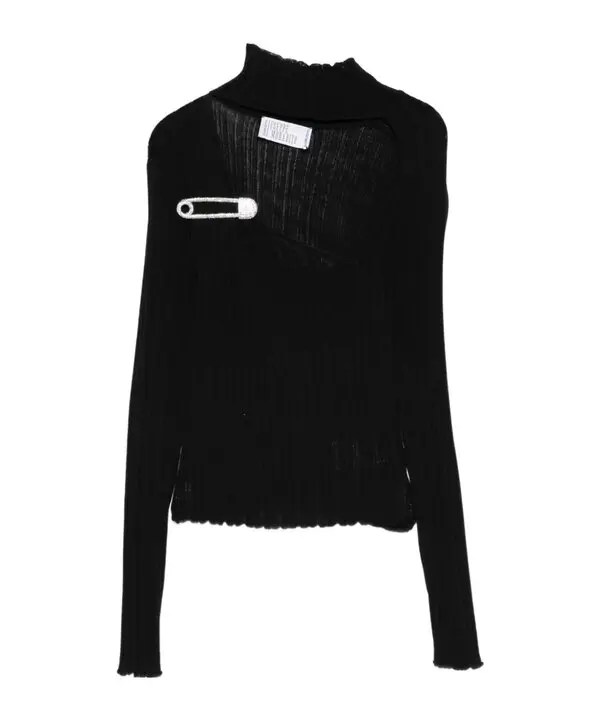 Giuseppe Di Morabito Cut-out Knitted Jumper With Embellished Detail - Black