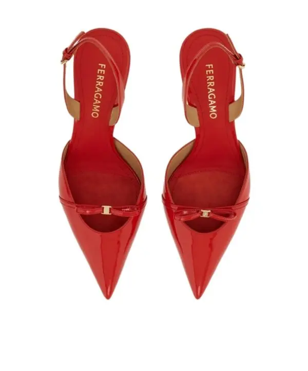 FERRAGAMO Bow Detailed Pointed-toe Slingback Pumps