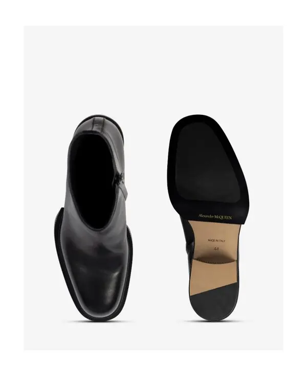 Alexander McQueen Cuban Stack Ankle Boots With Side Zippers