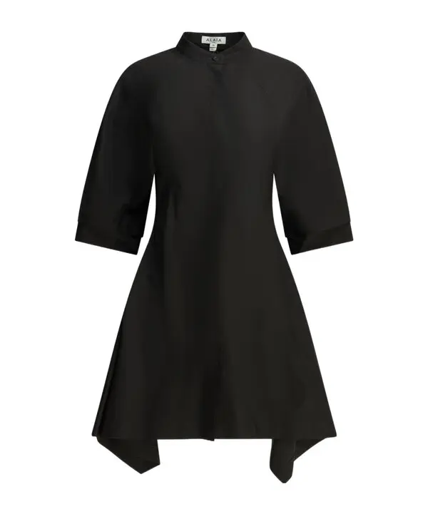 Alaïa Asymmetric Poplin Shirt Dress - Black