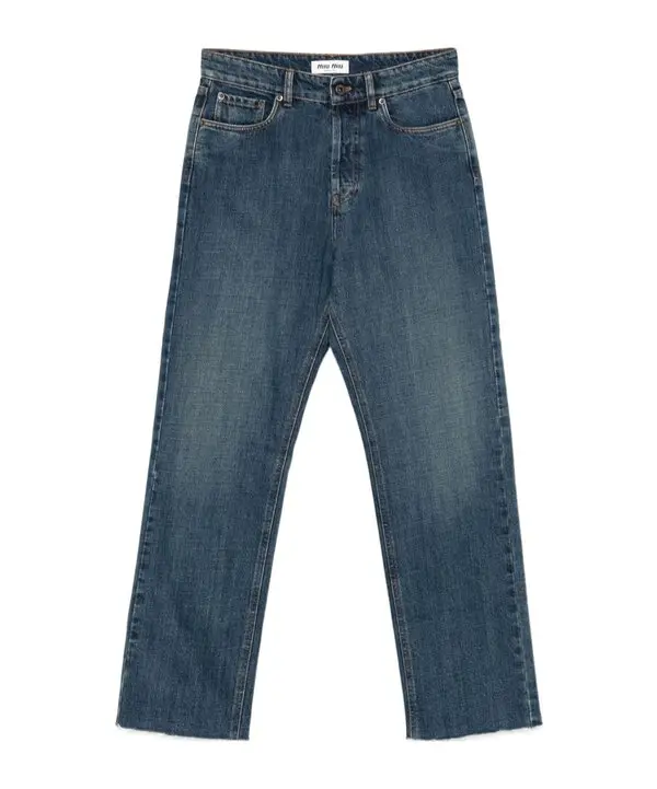 Miu Miu Logo Embroidered Straight Leg Jeans