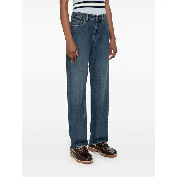 Miu Miu Logo Embroidered Straight Leg Jeans