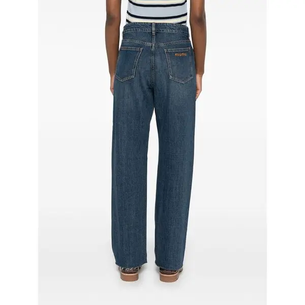 Miu Miu Logo Embroidered Straight Leg Jeans