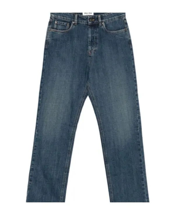 Miu Miu Logo Embroidered Straight Leg Jeans