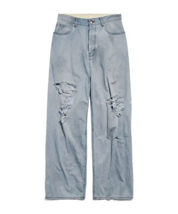 Balenciaga Destroyed Baggy Jeans - Blue