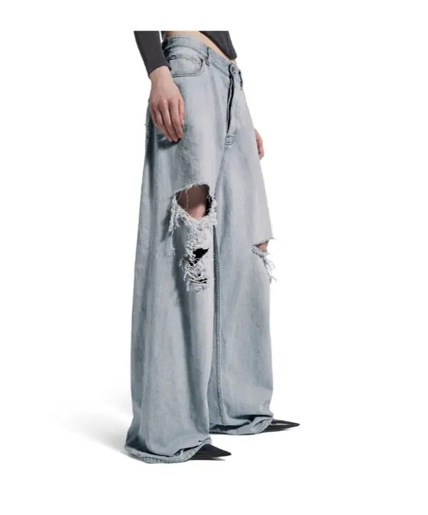 Balenciaga Destroyed Baggy Jeans - Blue