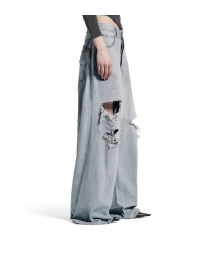 Balenciaga Destroyed Baggy Jeans - Blue