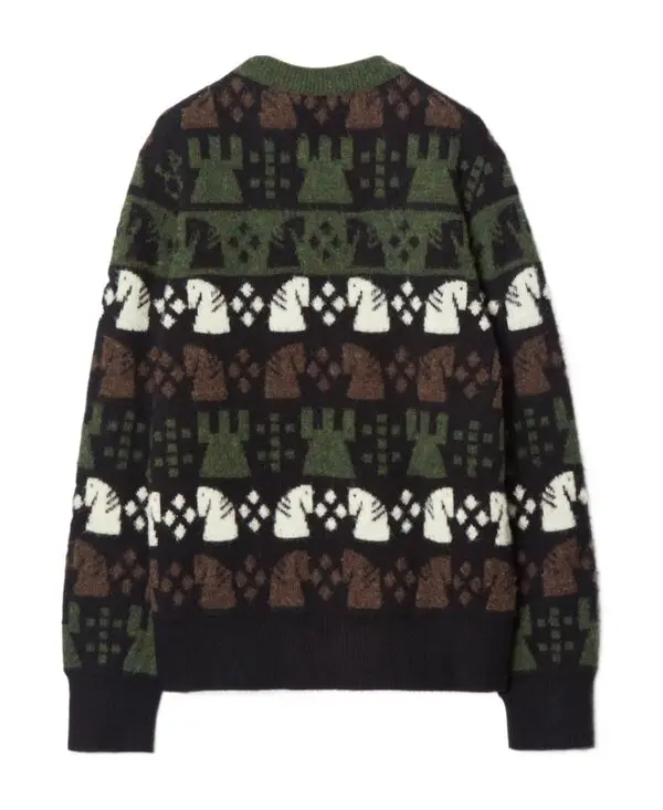 Burberry Chess Pattern Knit Crewneck Jumper - Black